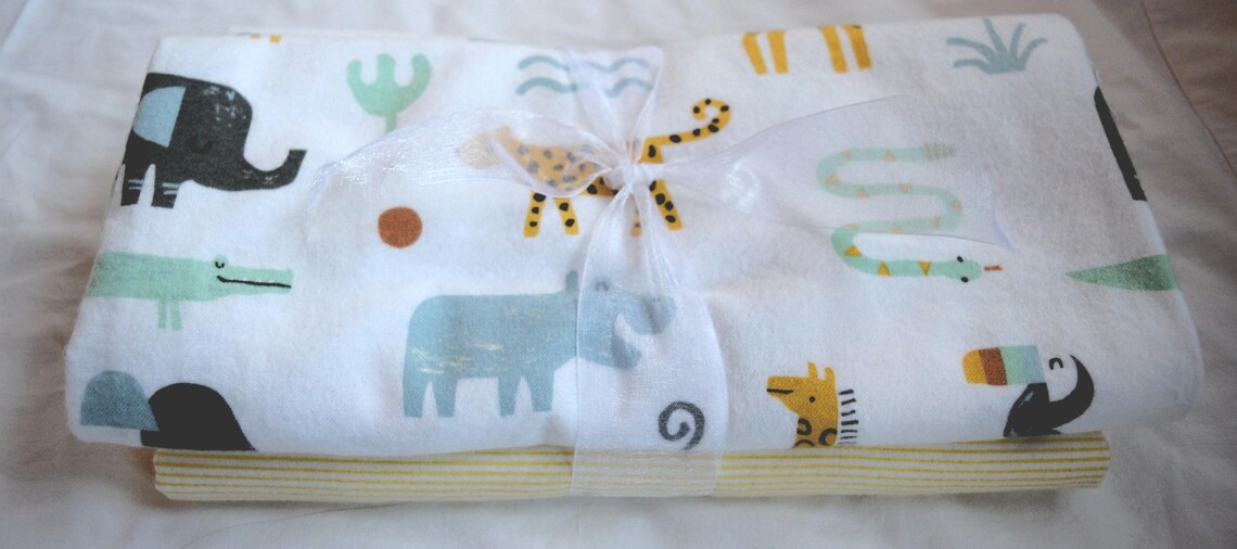 Jungle Animals & Stripes Flannel Receiving Blankets-set of 2 - Etsy
