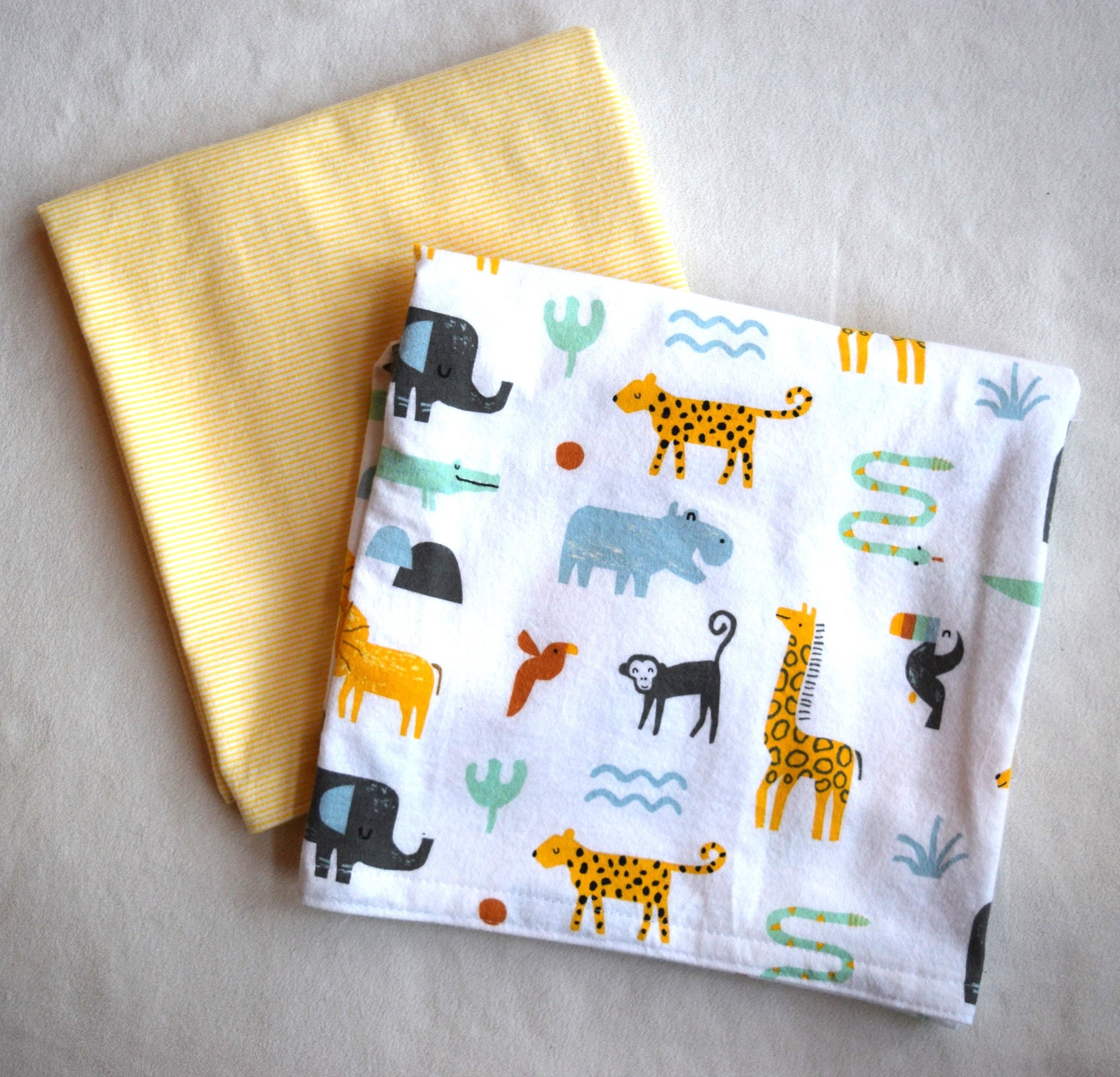 Jungle Animals & Stripes Flannel Receiving Blankets-set of 2 - Etsy
