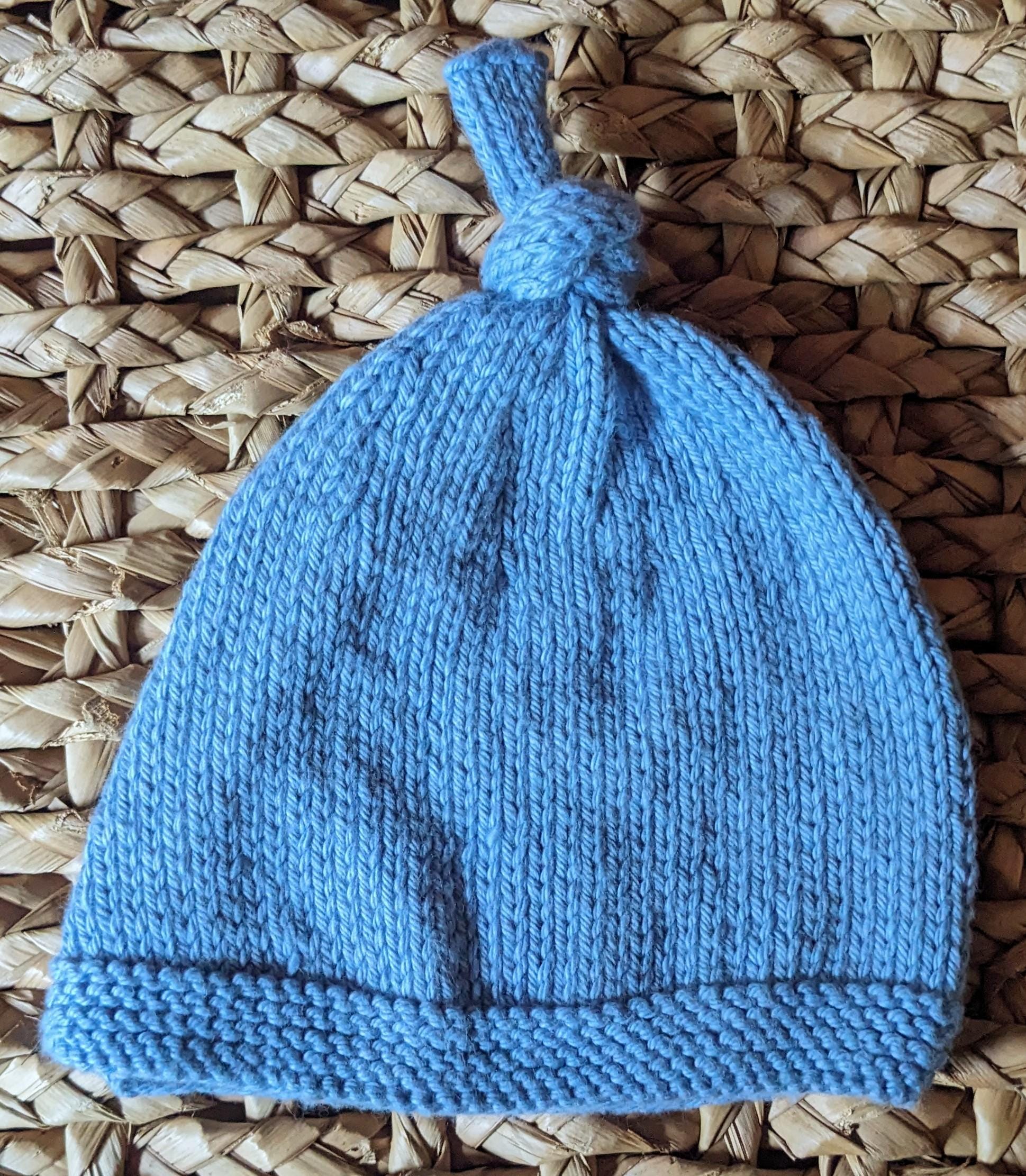 Hand-knit Cotton Knotted Baby Hat - Etsy