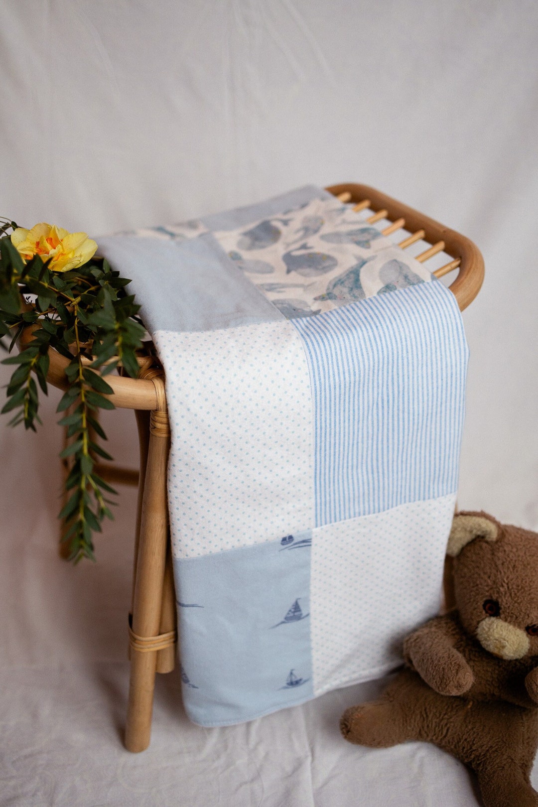 Whales Patchwork Flannel Receiving Blanket - Etsy