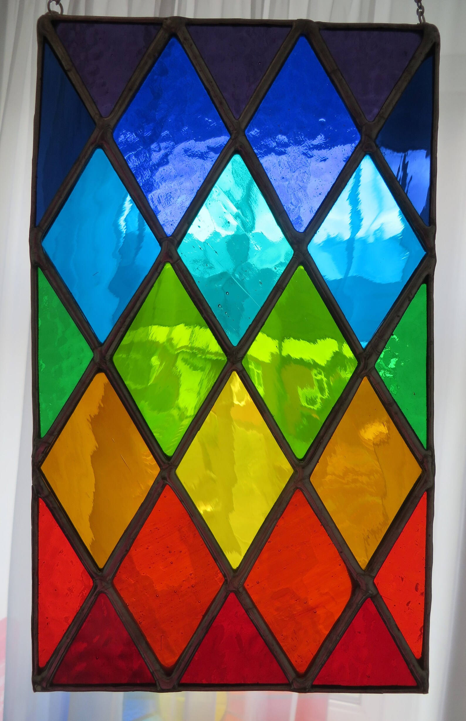 Rainbow Lattice! Real Diamond Stained Glass Suncatcher Panel Window by ...