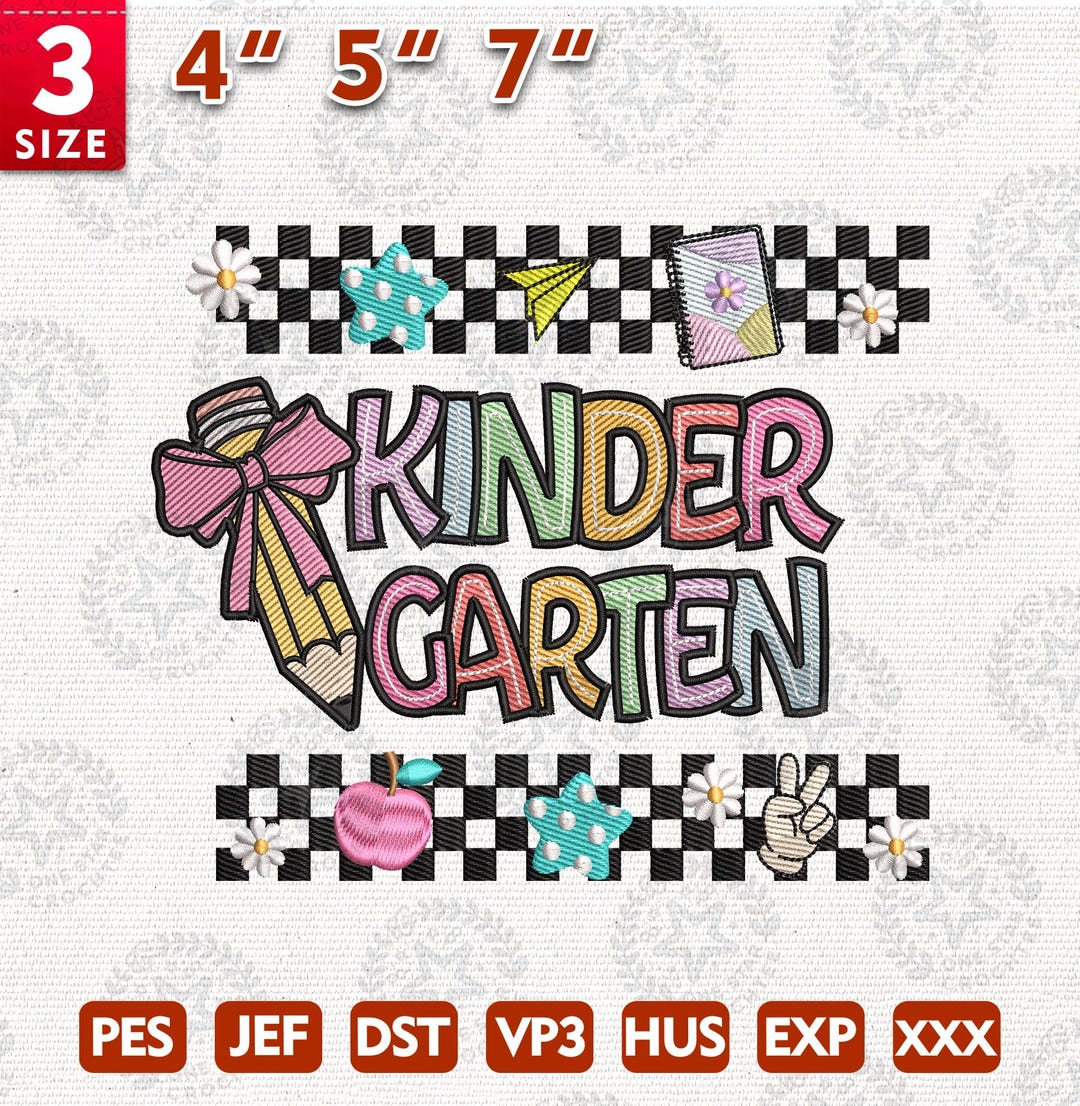 Back to School Embroidery Design, Pencil Kindergarten Embroidery Design ...