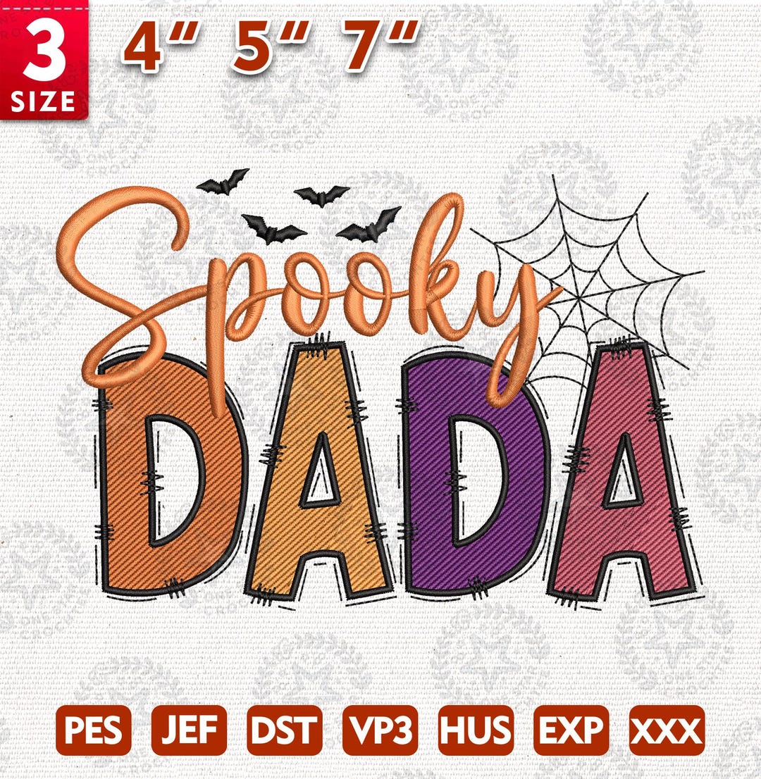 Halloween Embroidery Design, Halloween Spooky Dada Embroidery Design ...