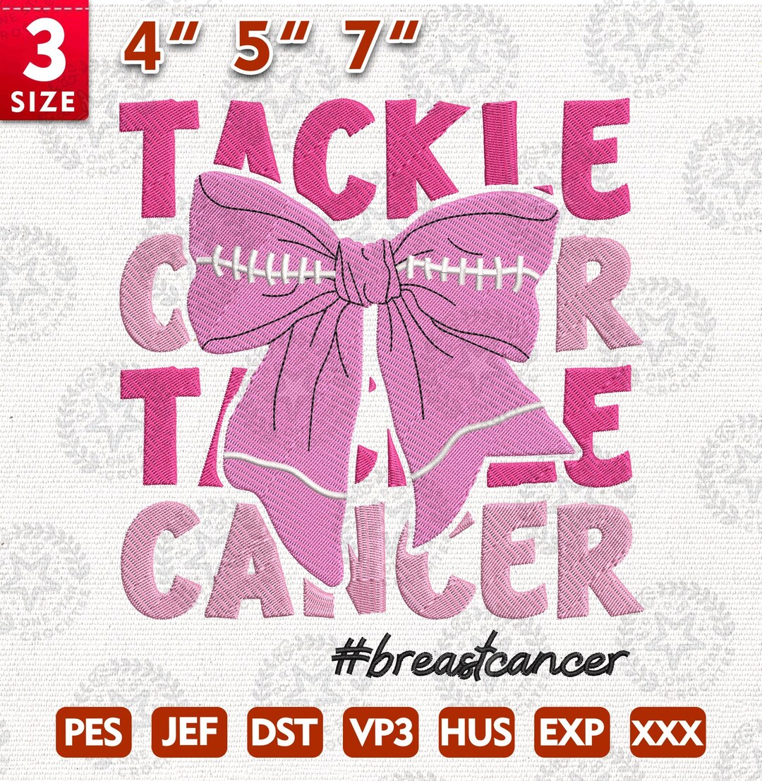 Breast Cancer Awareness Embroidery Design, Tackle Cancer Embroidery ...