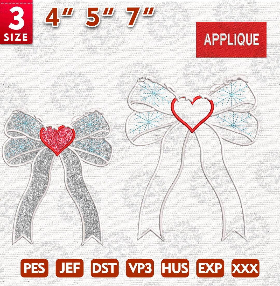 Bow Applique Side Bow Embroidery Design, Side Bow Appliqué Sweatshirt ...