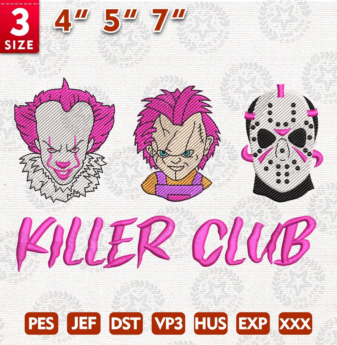 Halloween Embroidery Design, Killer Club Embroidery Design, Halloween ...
