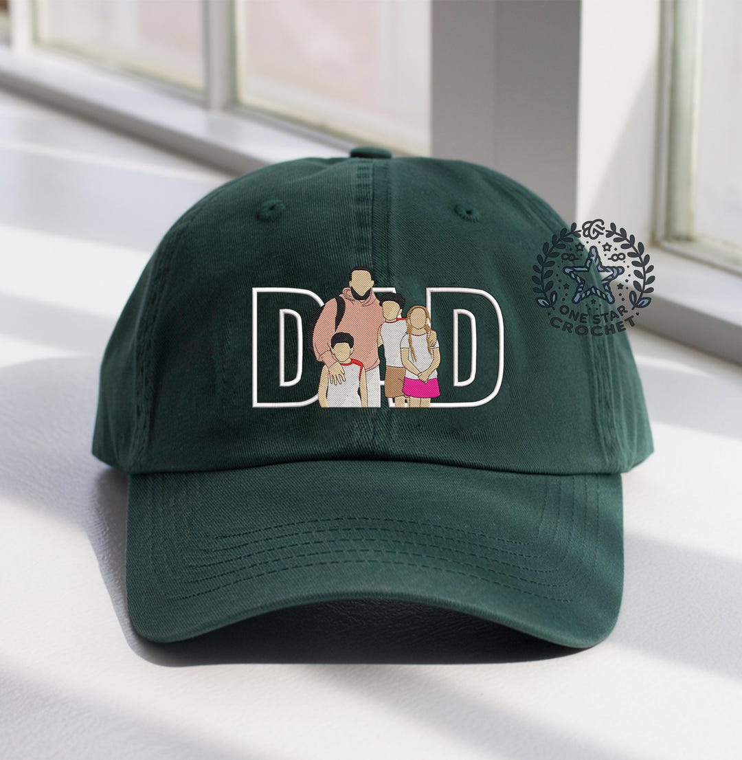 Custom Portrait Embroidered Dad Hat Using Photo - Personalized Dad Cap ...