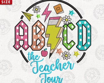 The Teacher Tour Embroidery Design, Retro Teacher Design, Back to ...