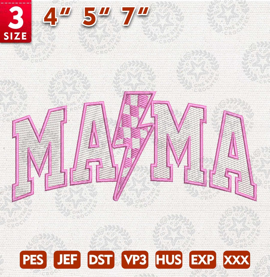 Thunderbolt Mama Embroidery Design, Mother's Day Embroidery Design ...