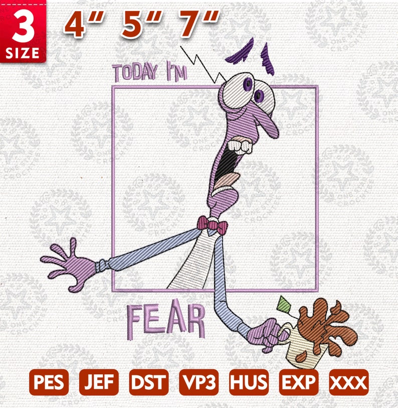 Cartoon Fear Emotion Embroidery Design, Embroidery Fear Emotion Design ...