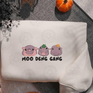 Funny Moo Deng Gang Embroidery Design, Baby Hippo Embroidery Design ...