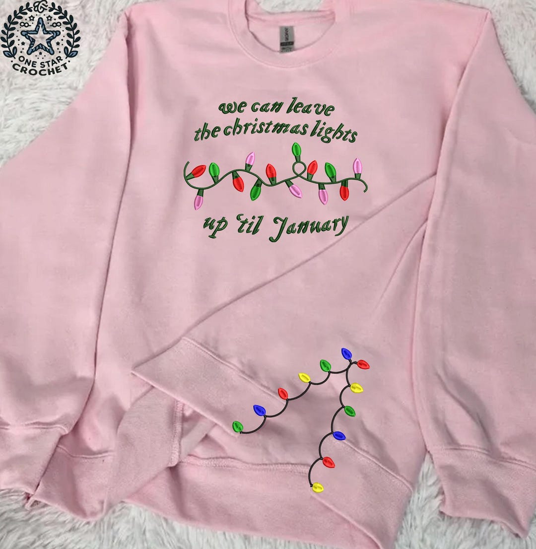 Appliqué Side Cut Bow Sweaters, Leave the Lights Christmas Embroidered ...