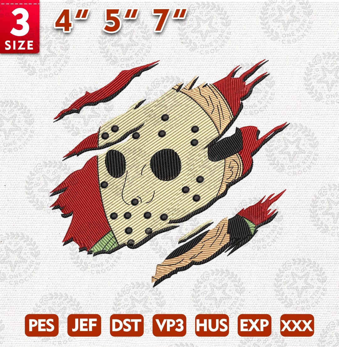 Halloween Embroidery Design, Horror Movie Killer Embroidery Design ...