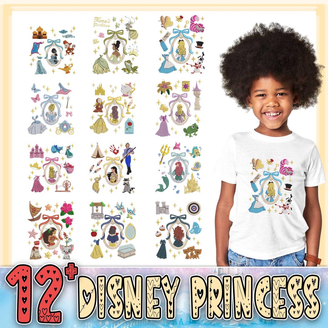 Magic Kingdom Embroidery Bundle, Princess Family Embroidery Bundle ...