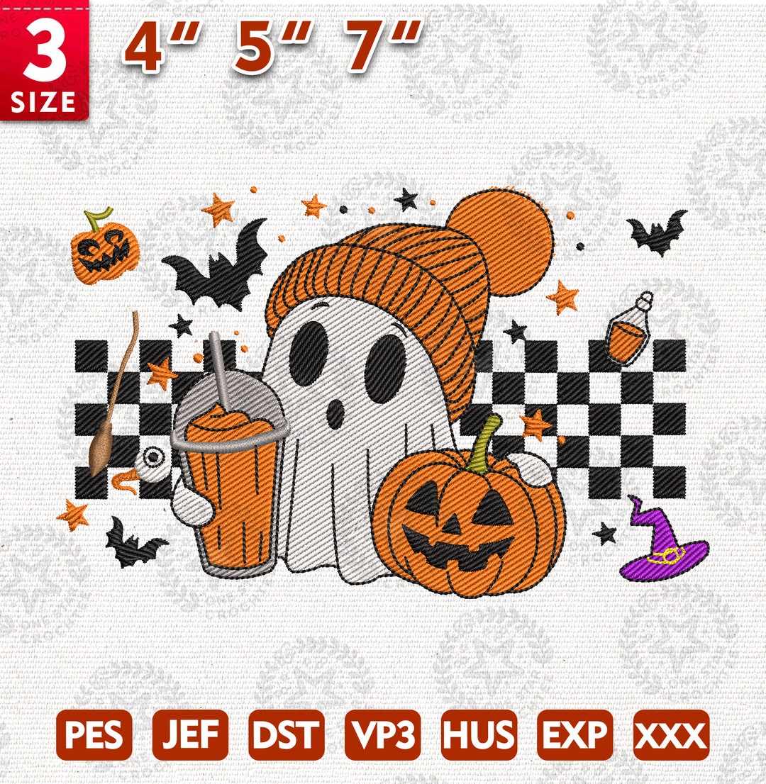 Halloween Embroidery Design, Retro Spooky Embroidery Design, Halloween ...