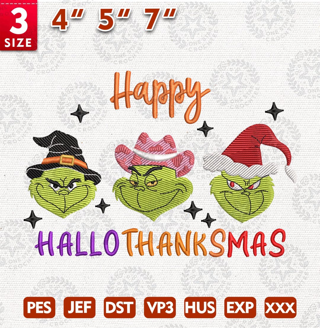 Fall Embroidery Design, Hallothanksmas Embroidery Design, Holiday ...