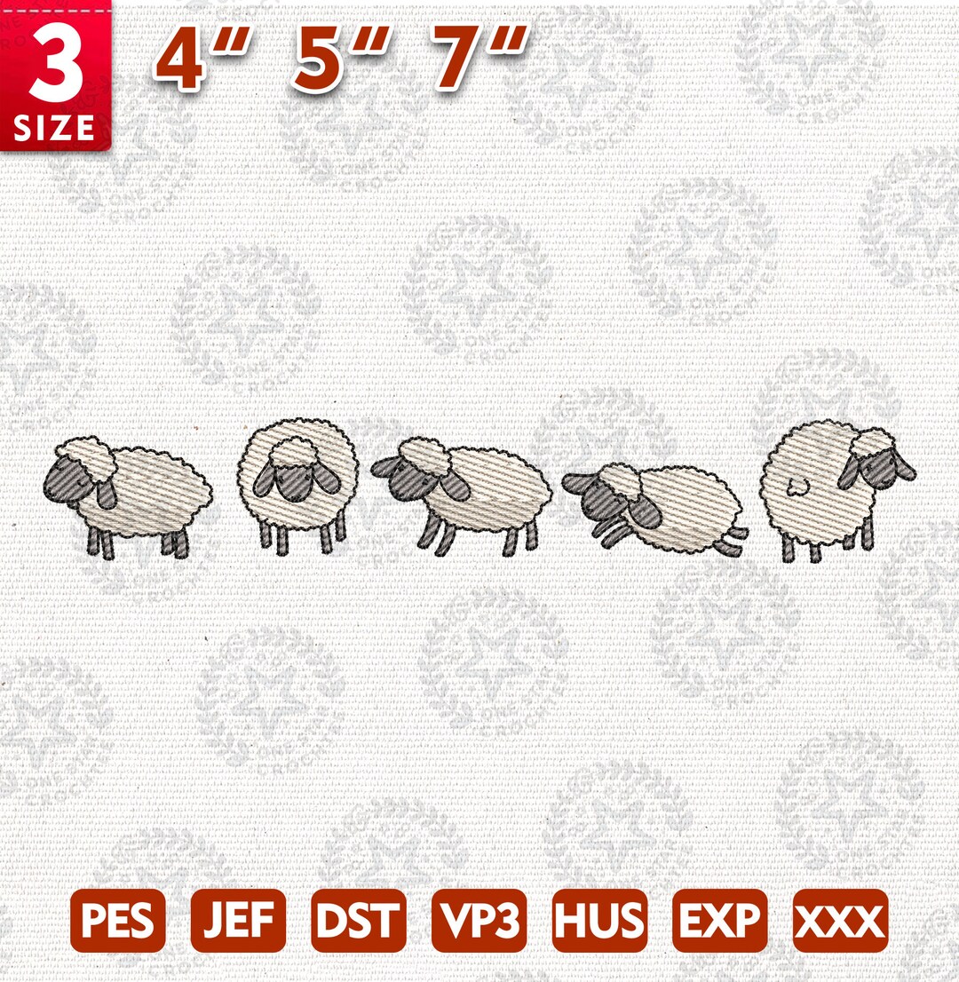 Mini Animal Embroidery Design, Mini Sheep Embroidery Design, Funny ...