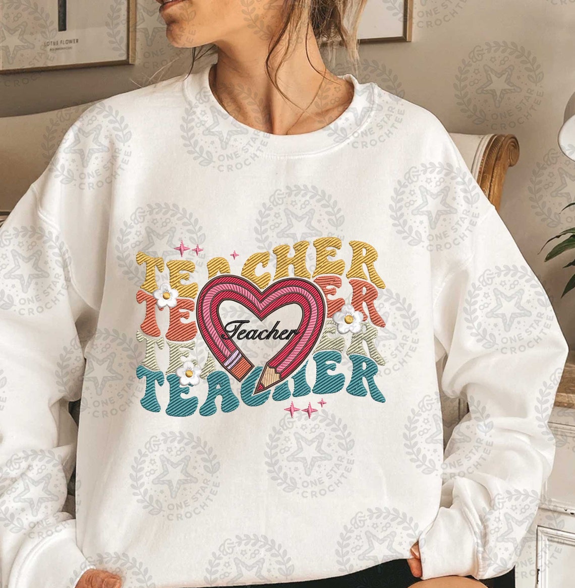 Back to School Embroidery Design, Teacher Pencil Heart Embroidery ...