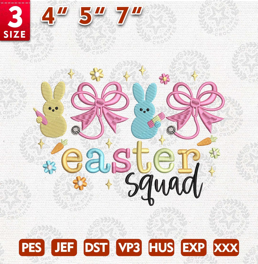 Easter Bunny Peeps Embroidery, Easter Day Embroidery Design, Easter ...