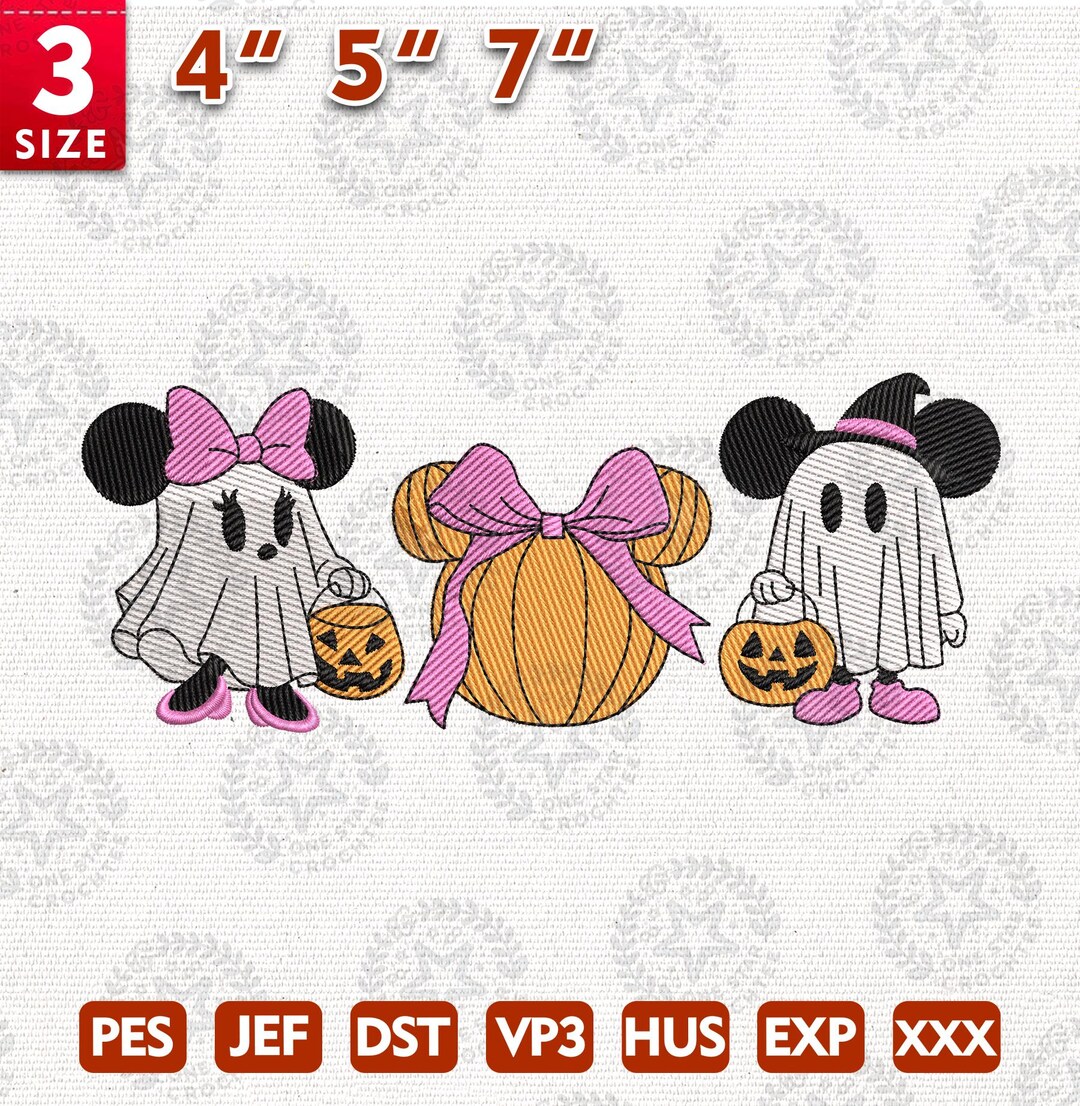 Halloween Embroidery Design, Mouse Ghost Embroidery Design, Spooky ...