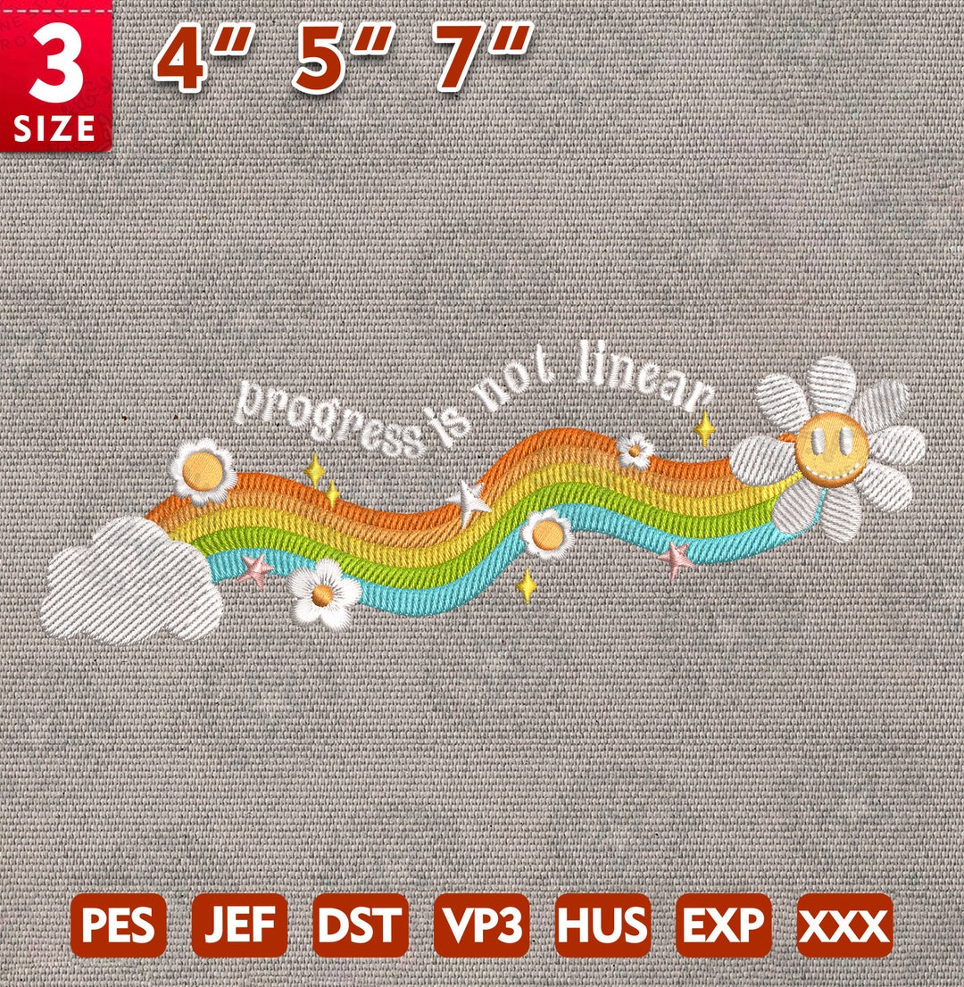 Progress is Not Linear Embroidery Design, Embroidery 3 Size, Back to ...