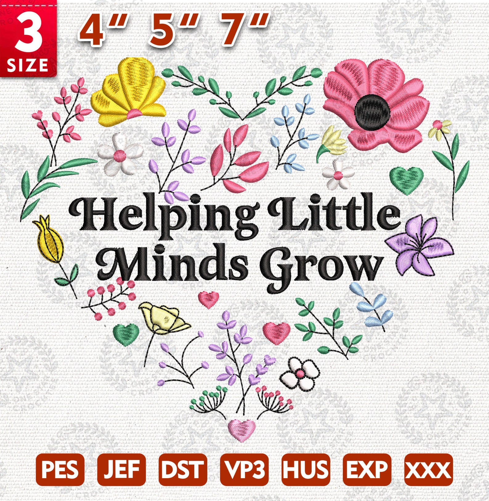 Helping Little Minds Grow Embroidery Design, Back to School Embroidery ...