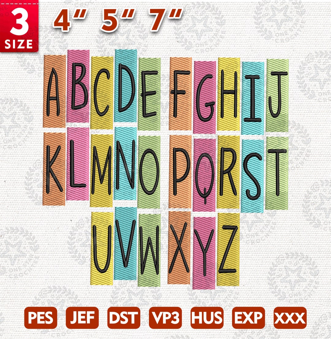 Back to School Embroidery Design, Personalized Retro Alphabet ...