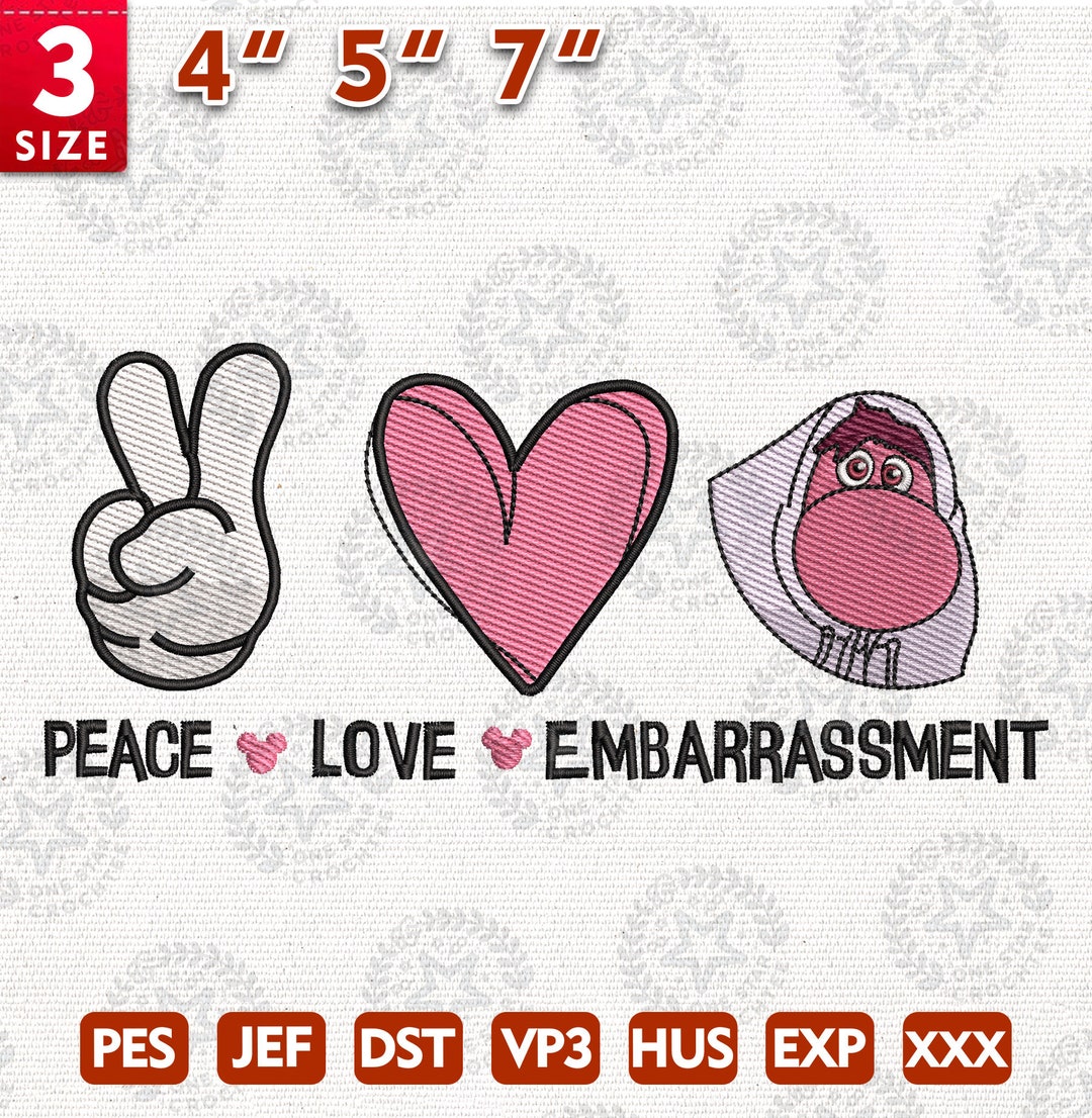 Peace Love Shy Embroidery Design, Embroidery Peace Love Shy Design ...