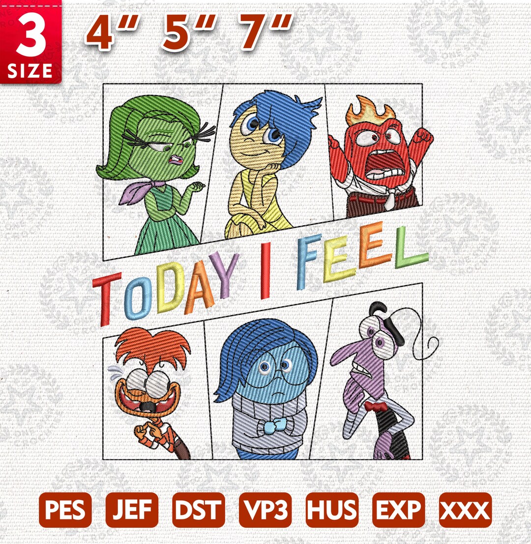 Cartoon Today I Feel Embroidery Design, Embroidery Today I Feel Design ...