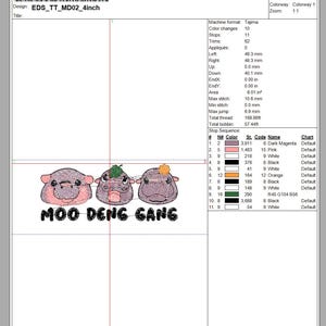 Funny Moo Deng Gang Embroidery Design, Baby Hippo Embroidery Design ...