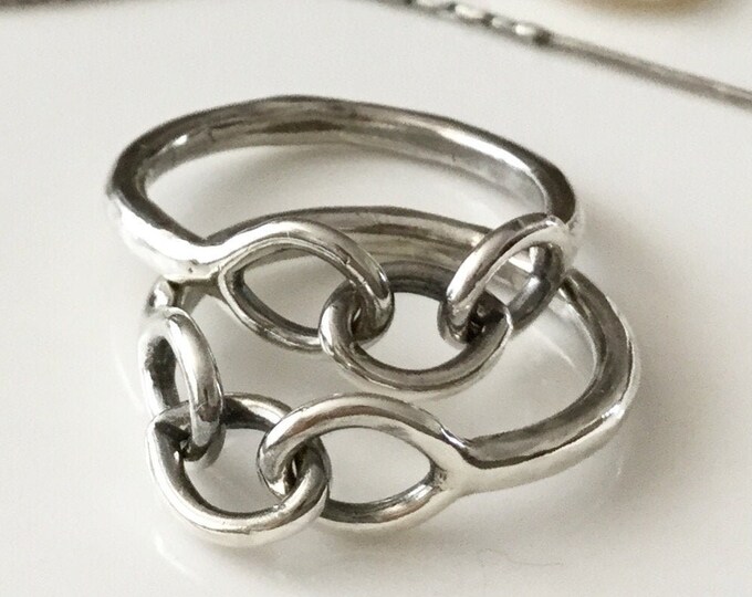Handcrafted Sterling Silver Chain Link Ring - Etsy