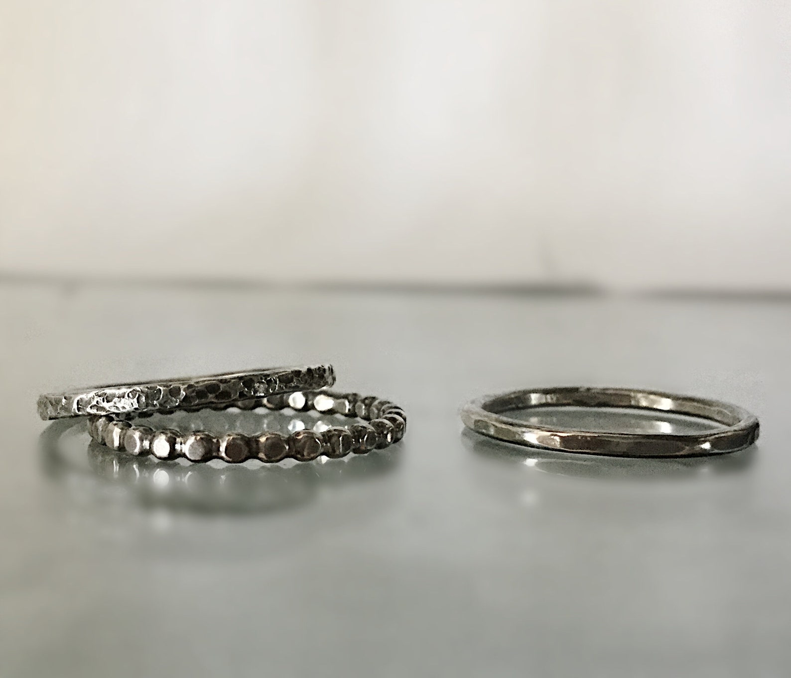 Handcrafted Sterling Silver Stacking Ring Set With 3 Textures | Etsy
