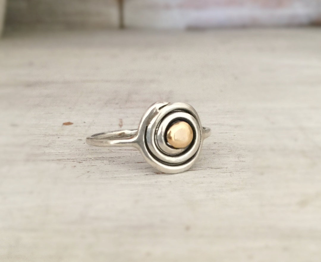 Delicate Sterling Silver Evil Eye Ring With 14k Gold, All Sizes, Mixed ...