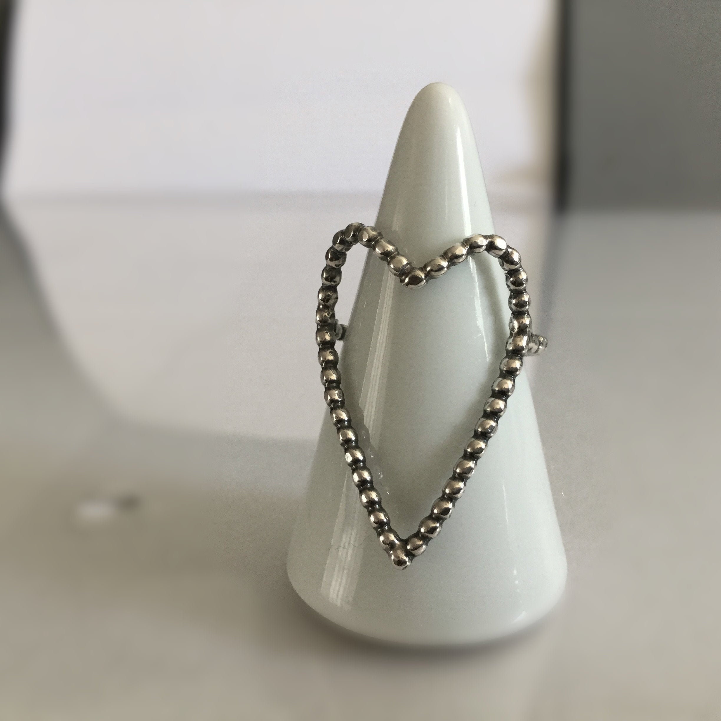 Silver Open Heart Statement Ring, Heart for Women, Large Heart Ring ...