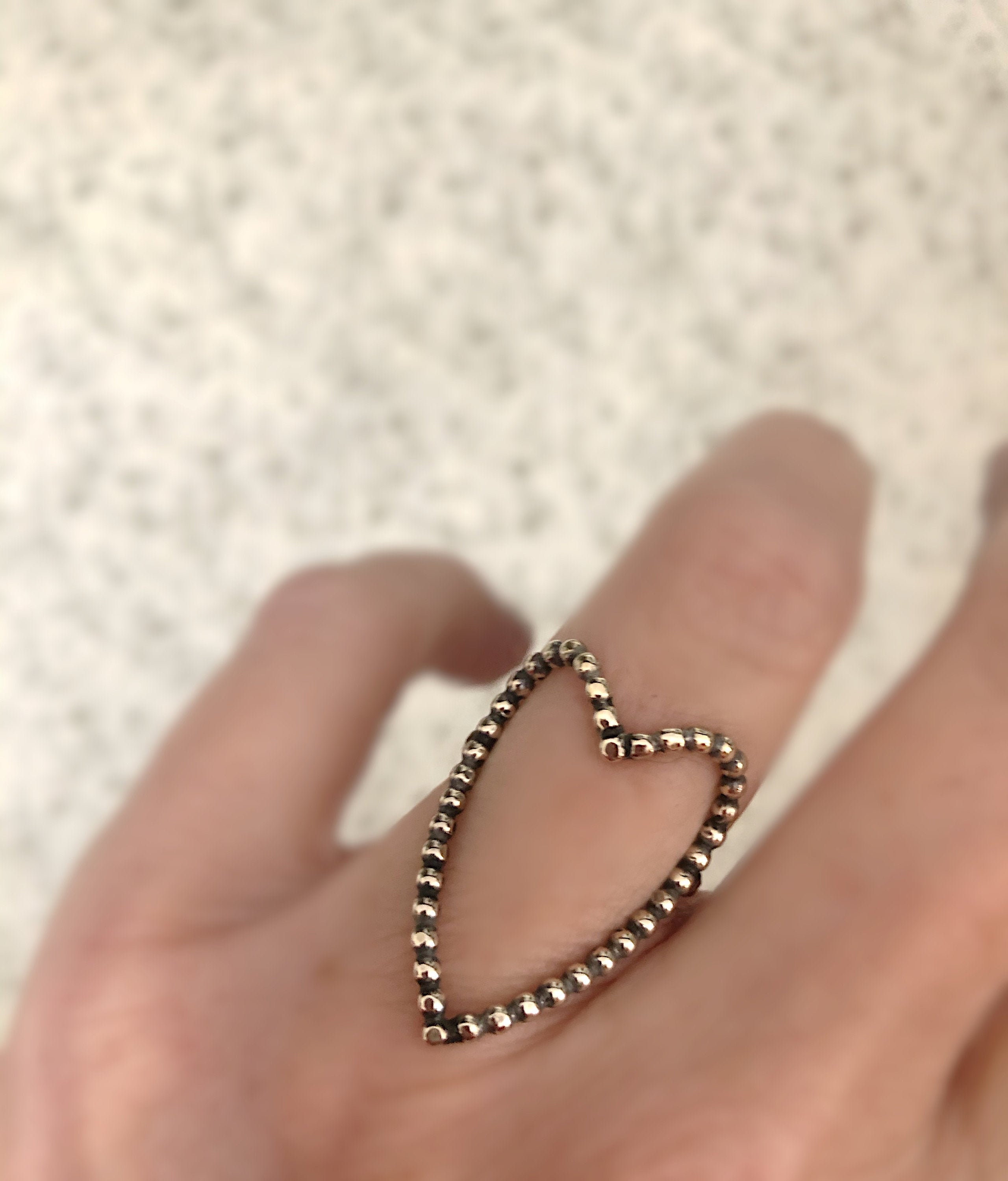 Silver Open Heart Statement Ring, Heart for Women, Large Heart Ring ...