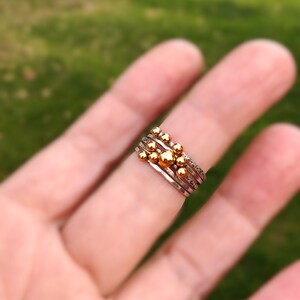 Handcrafted Stacking Ring Set of 3 With Solid 14k Gold Pebble, All ...