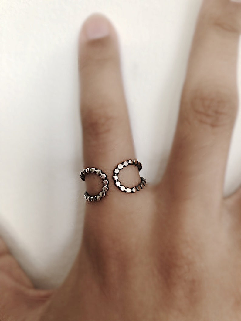 Handcrafted Open Sterling Silver Cuff Ring With 2.2mm Beaded - Etsy