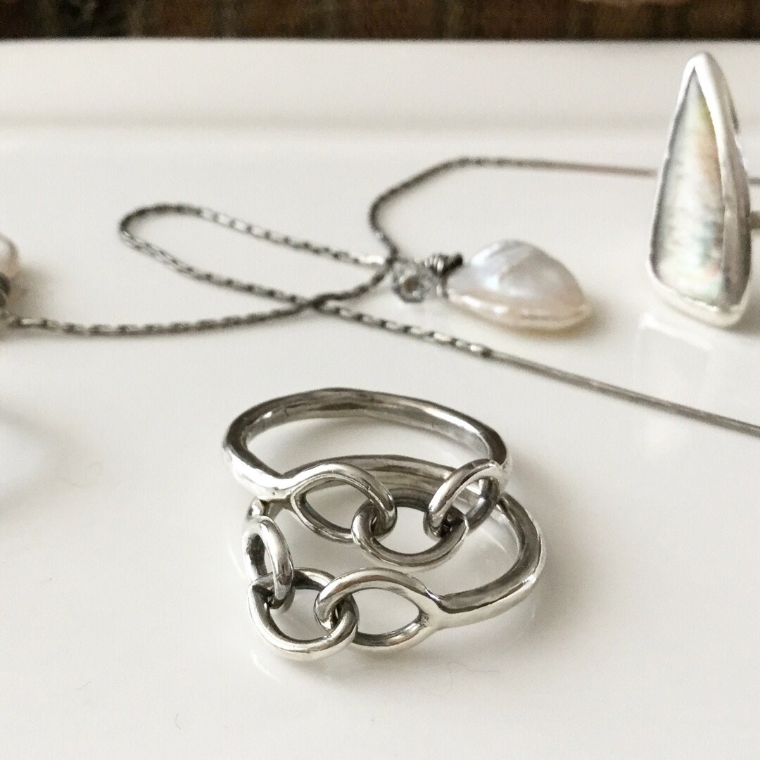 Handcrafted Sterling Silver Chain Link Ring - Etsy