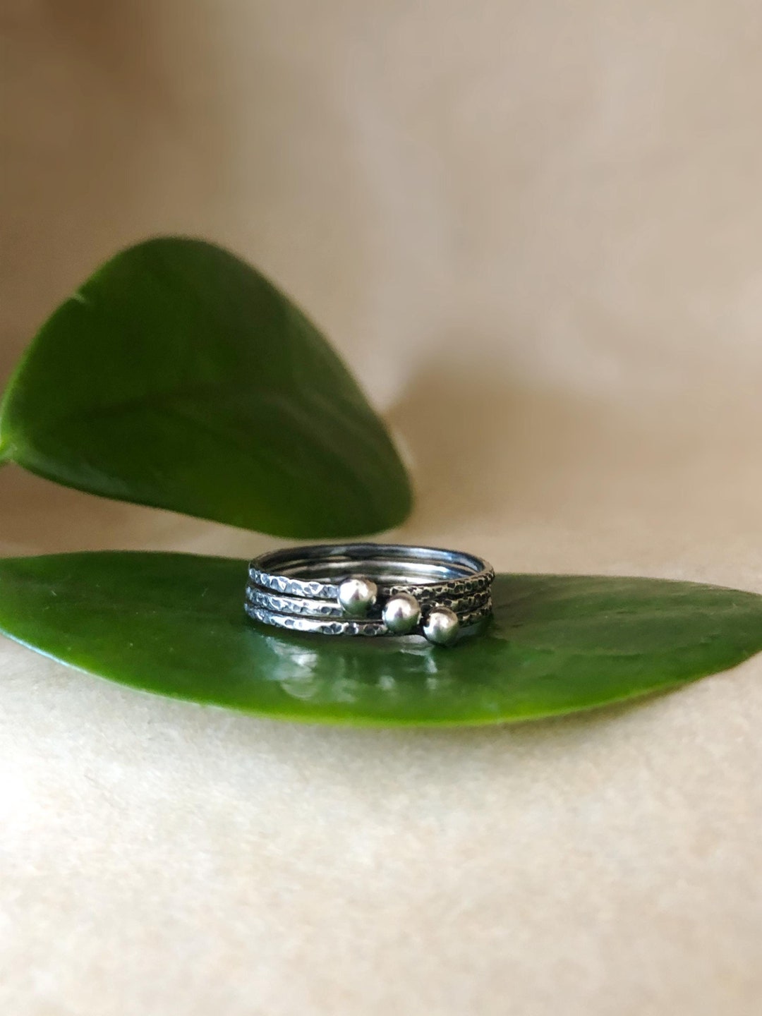 Stackable Ring Set, Textured Stackable Rings in Sterling Silver, Set of 3 Rings,dot Rings, All ...