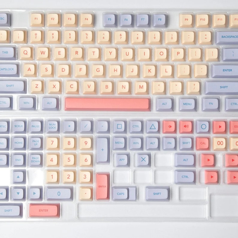 132pcs Marshmallow Theme Keycap Set, Candy Macaron Color Keycap, PBT ...