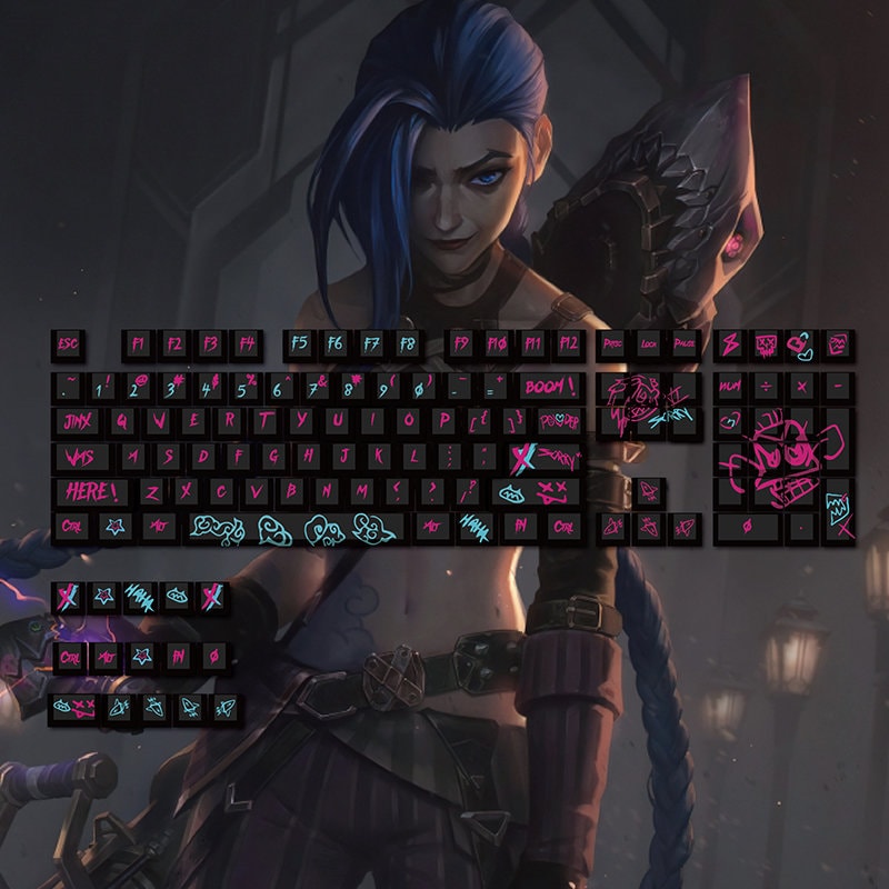 League of Legends Jinx Theme Keycaps, Jinx Sublimation PBT Runaway ...