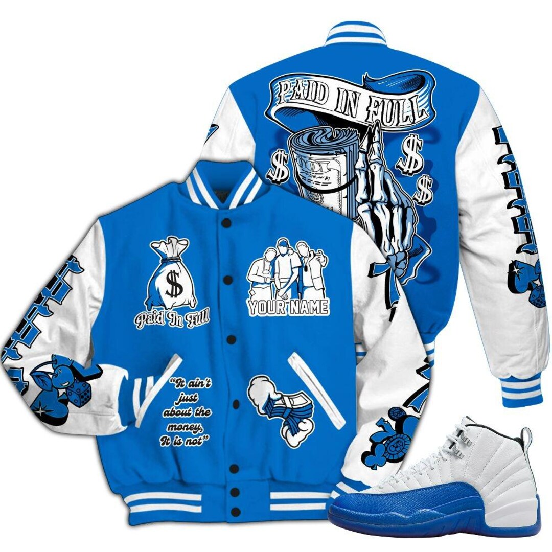 Blueberry 12s Varsity Jacket Paid in Full Baseball Varsity Jacket ...