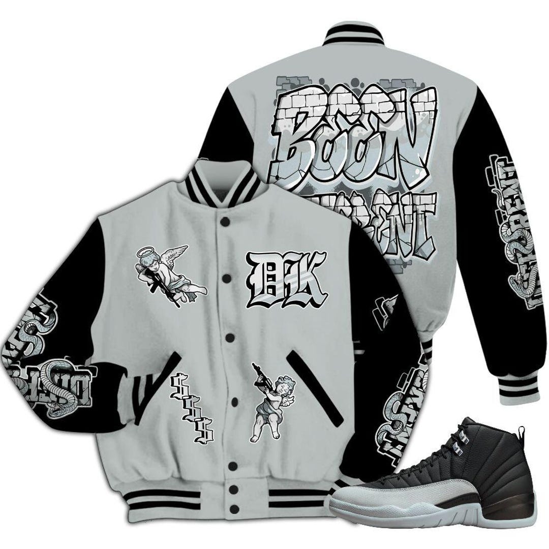 Black Wolf Grey 12s Varsity Jacket to Different Graphic Basketball ...