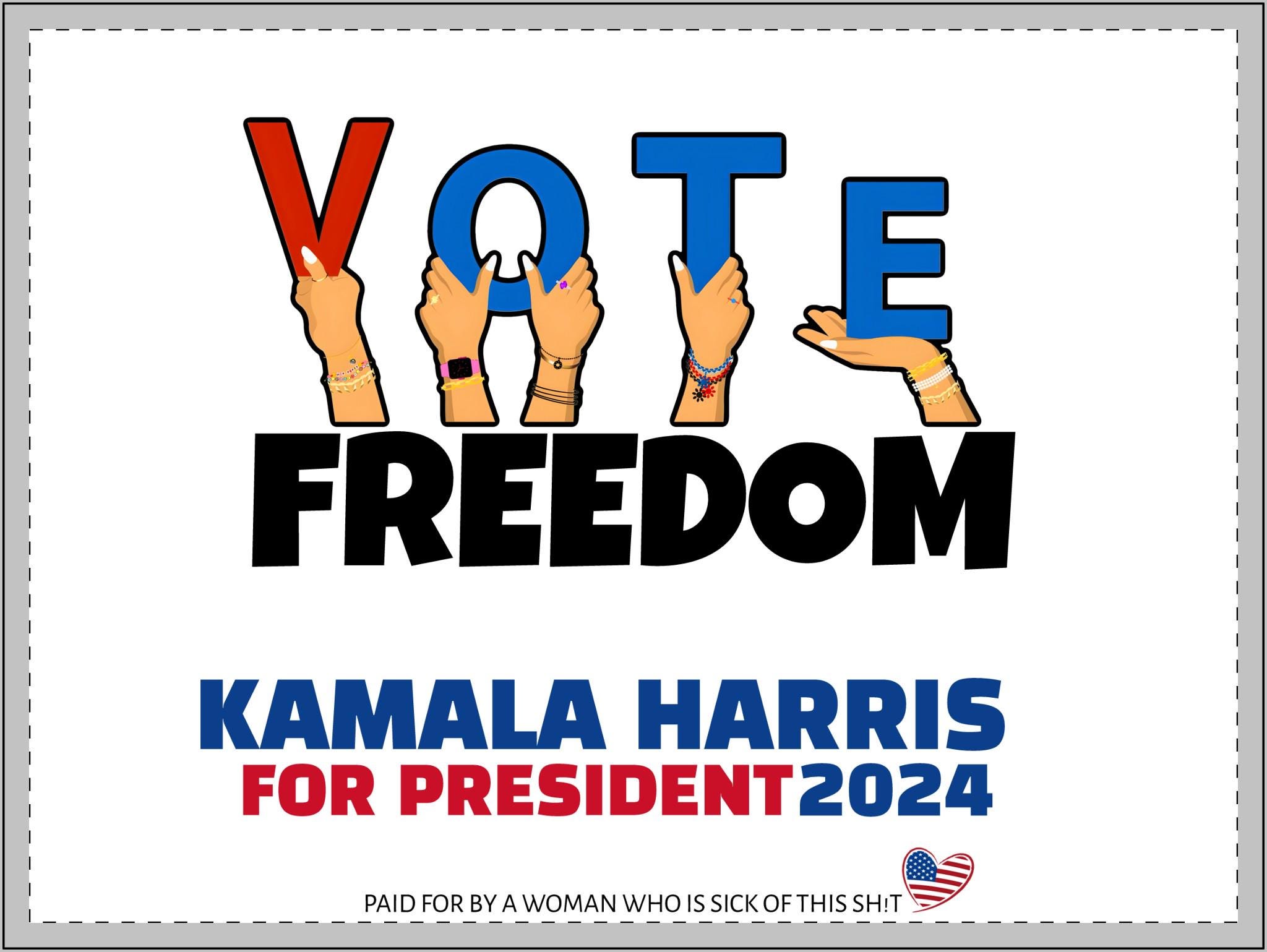 VOTE Kamala Yard Sign, Kamala Freedom 2024 Sign, Women's Rights Sign ...