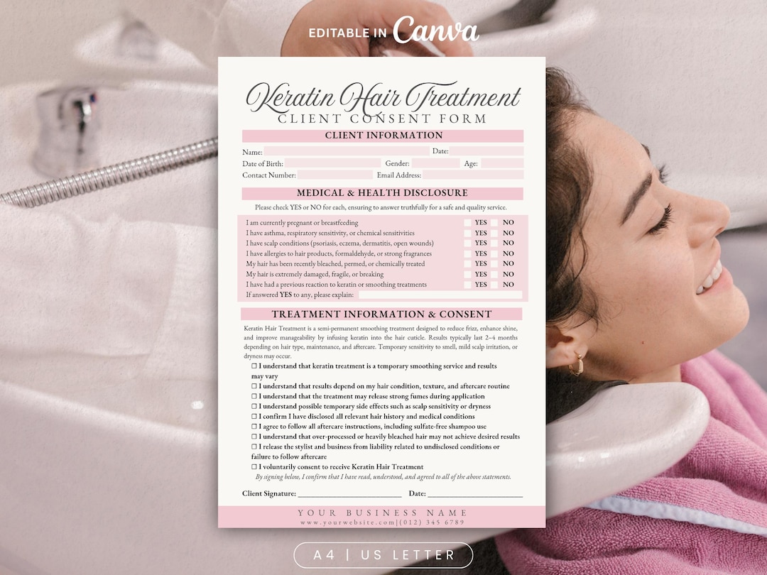 Editable Keratin Hair Treatment Consent Form Professional Template ...