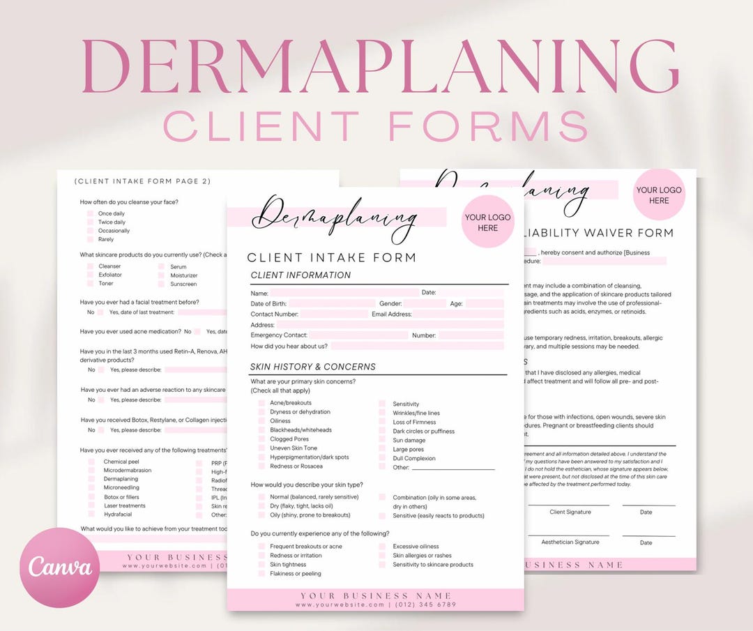 Dermaplaning Client Forms: Consent & Waiver (editable) - Etsy