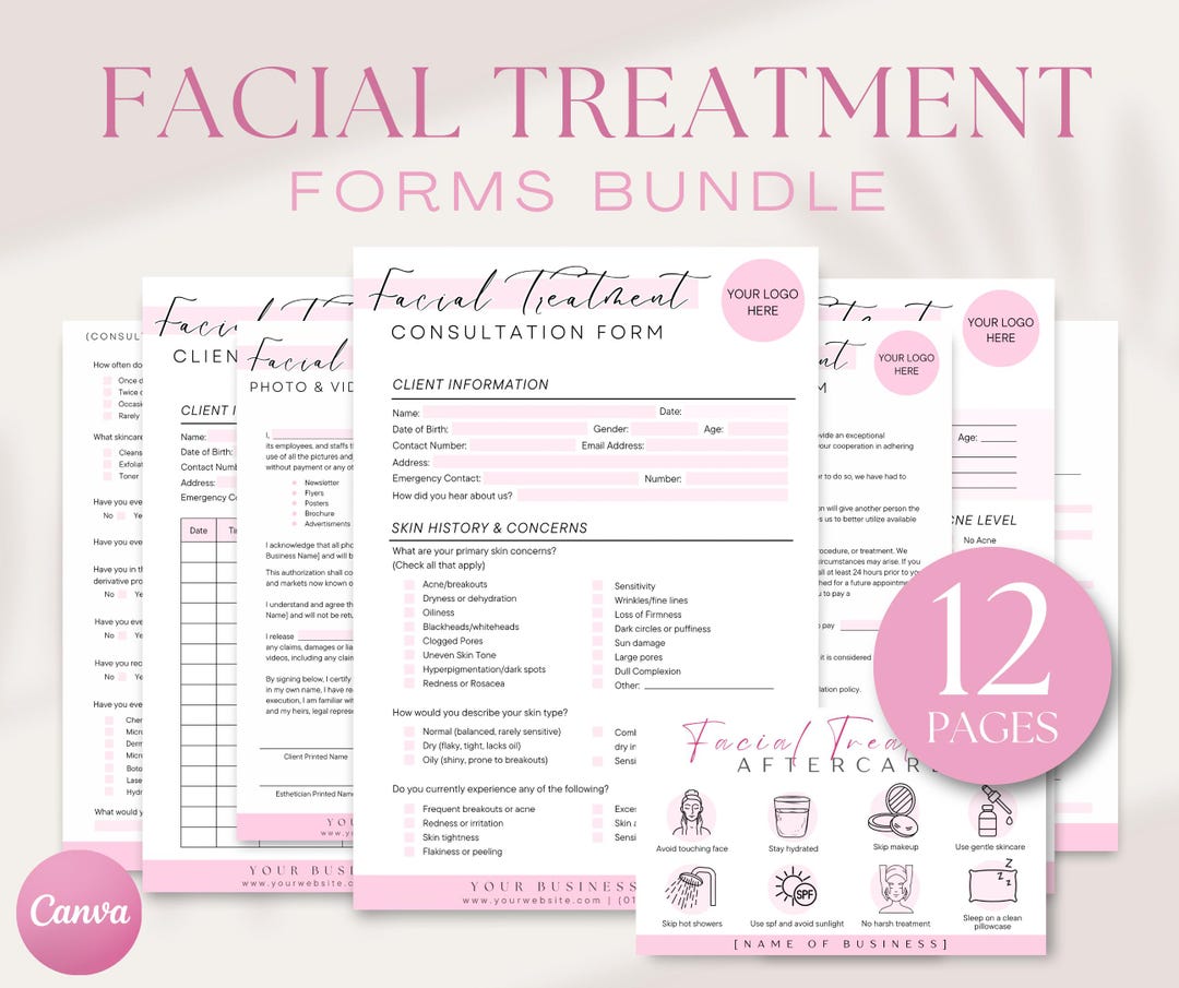Facial Treatment Forms Bundles for Facial Treatment Editable Form ...
