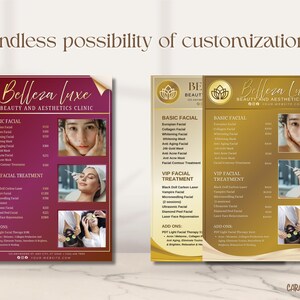 Luxury Spa Menu Canva Template | Facial Treatment Price List | Beauty ...