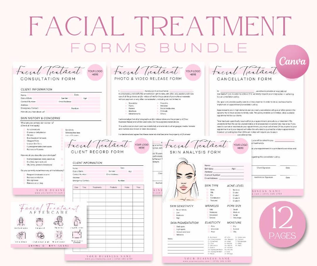 Editable Facial Treatment Consent Forms Bundle for Estheticians ...