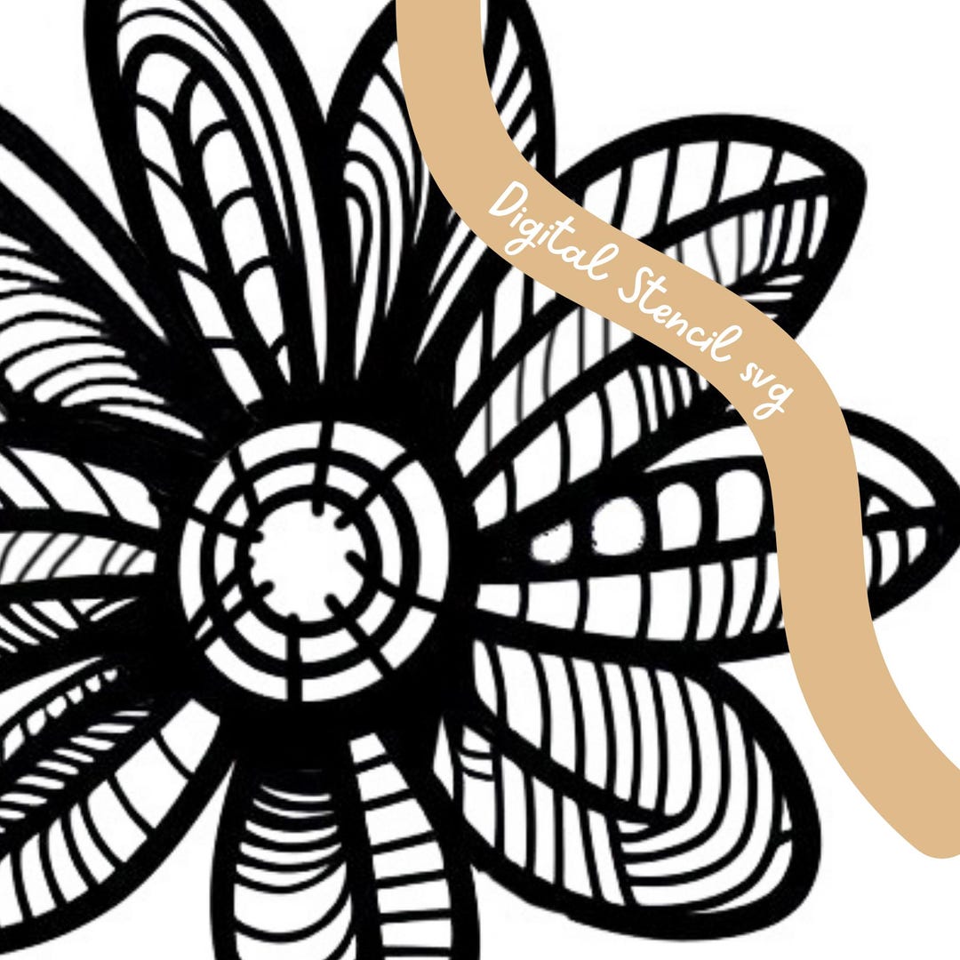 Funky Flower Digital Stencil Mask SVG Png Jpg for Cricut Silhouette ...